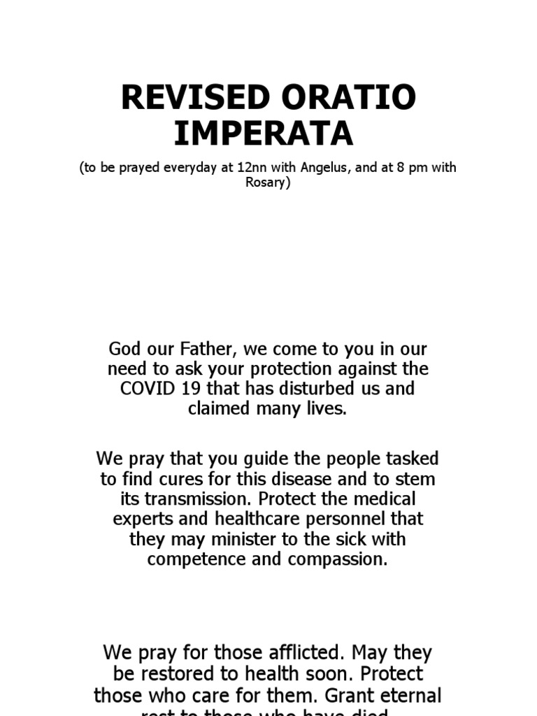 Revised Oratio Imperata | PDF