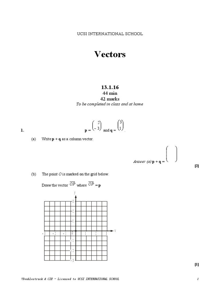 Vectors Practice | PDF | Triangle | Space