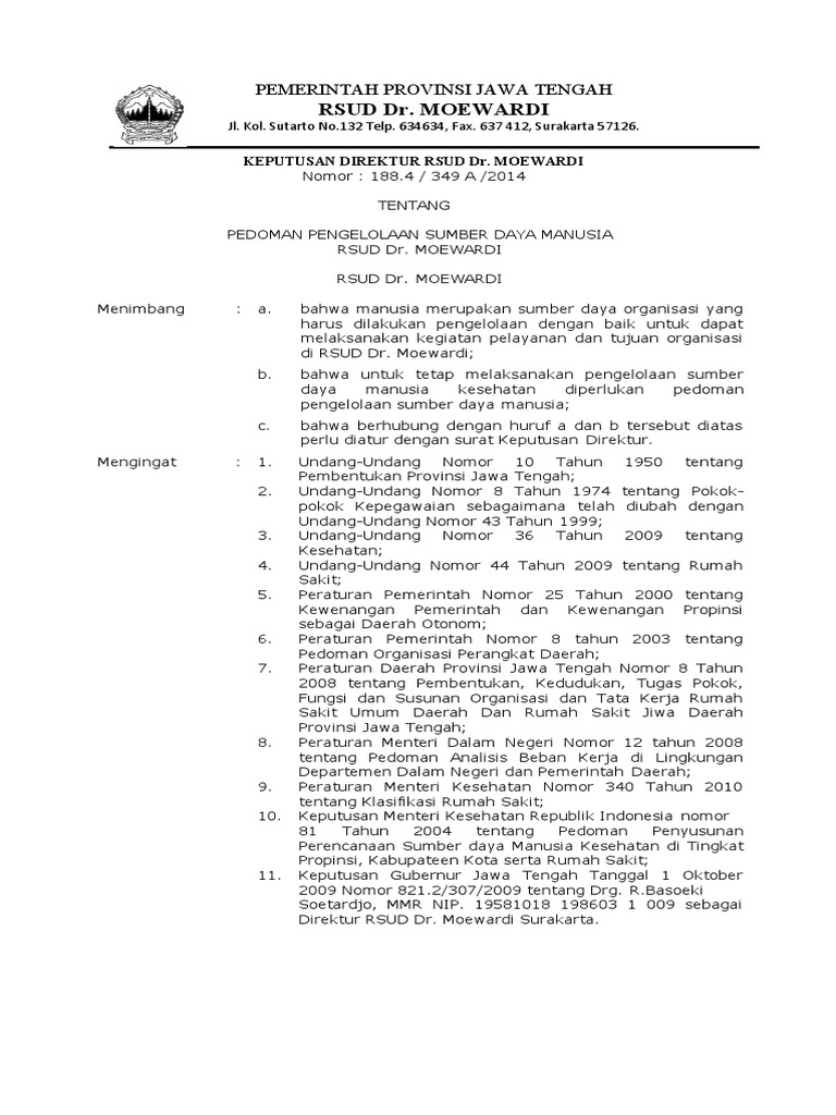 KPS 1 SK Pedoman Pengelolaan SDM | PDF | Karier & Perkembangan