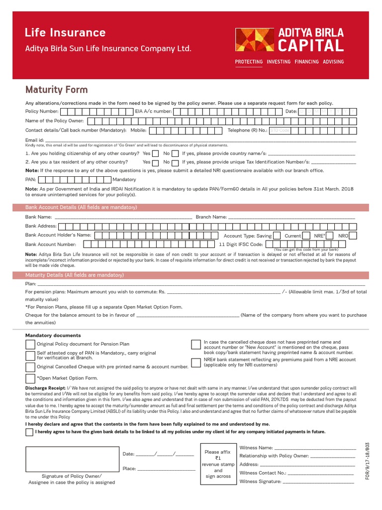 Maturity Form | PDF | Identity Document | Cheque