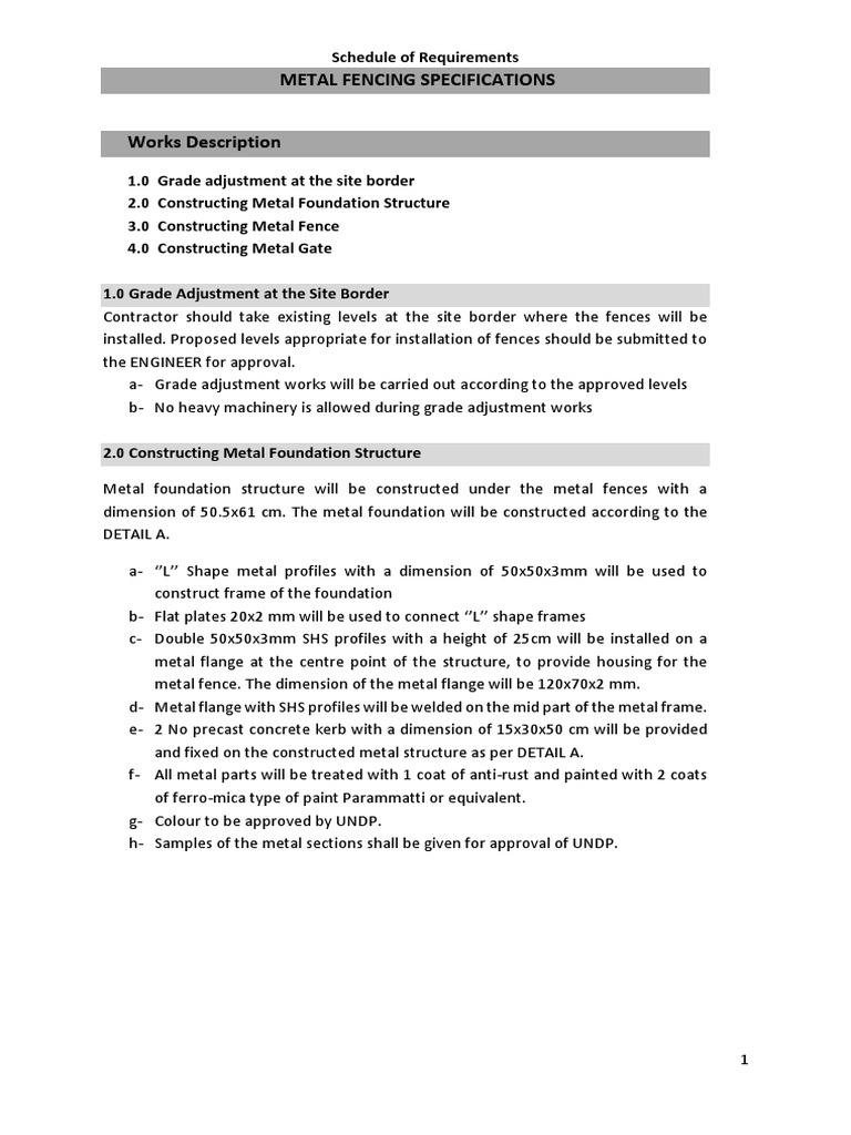 Metal Fencing Specifications | PDF | Building Engineering | Economic ...