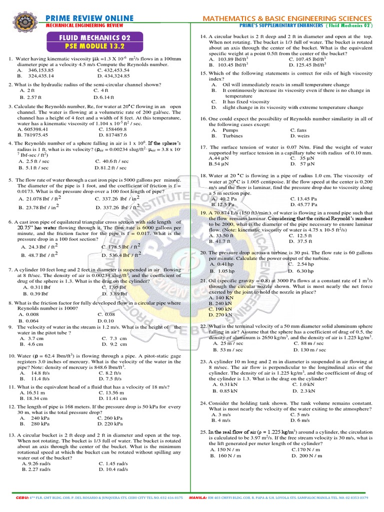 Pse Module 13.2: Fluid Mechanics 02 | PDF | Reynolds Number | Fluid Dynamics