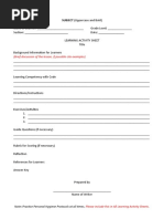 Edited - Learning Activity Sheets LAS Sample Template 2 | PDF