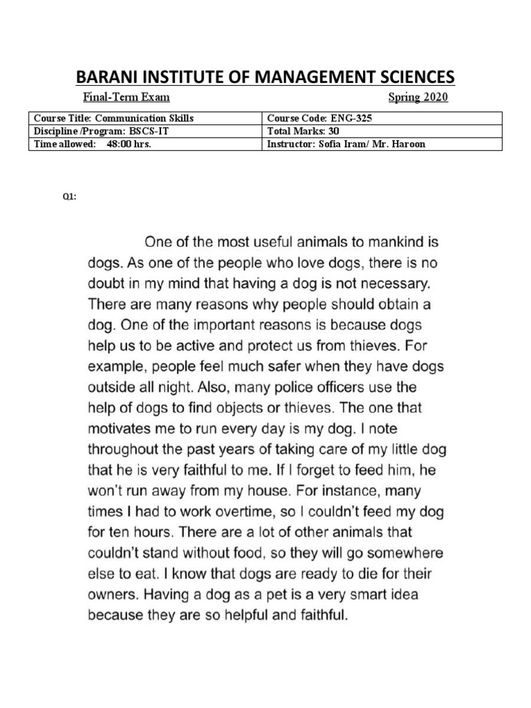 Communication Skills Paper | PDF