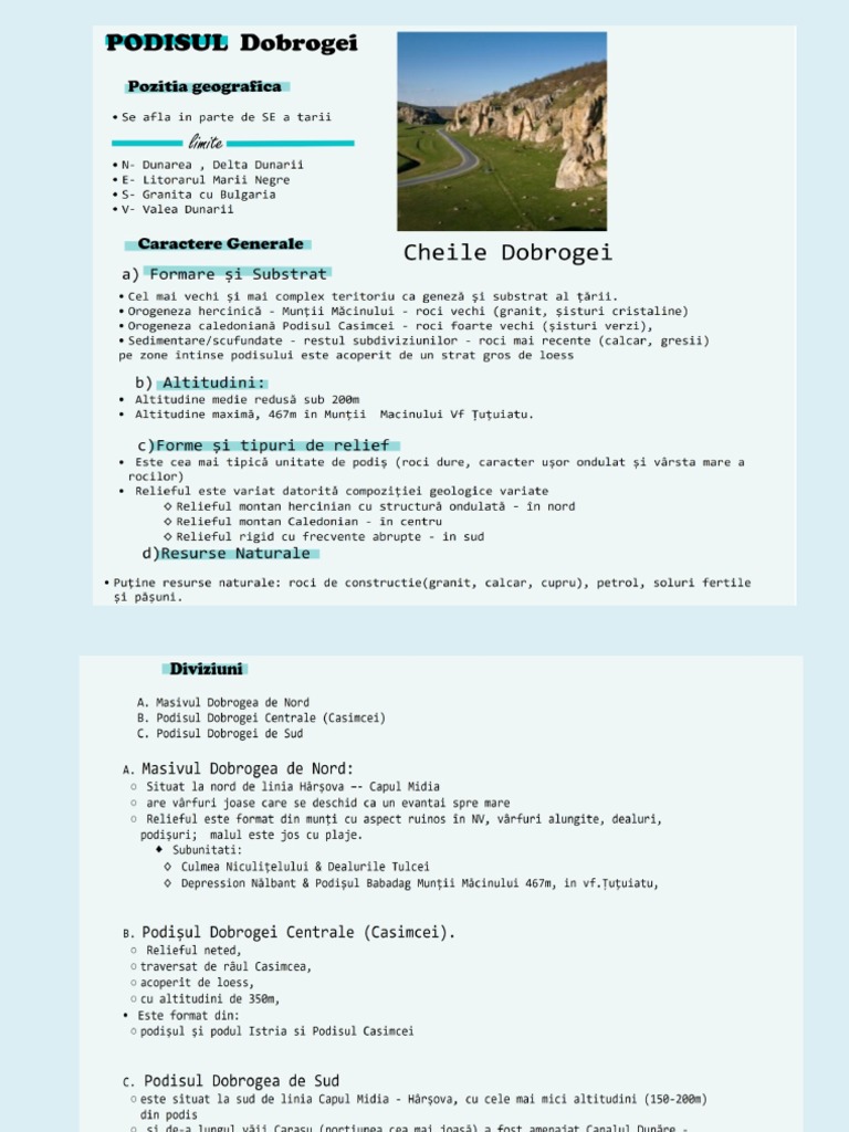 Podisul Dobrogei Proiect | PDF