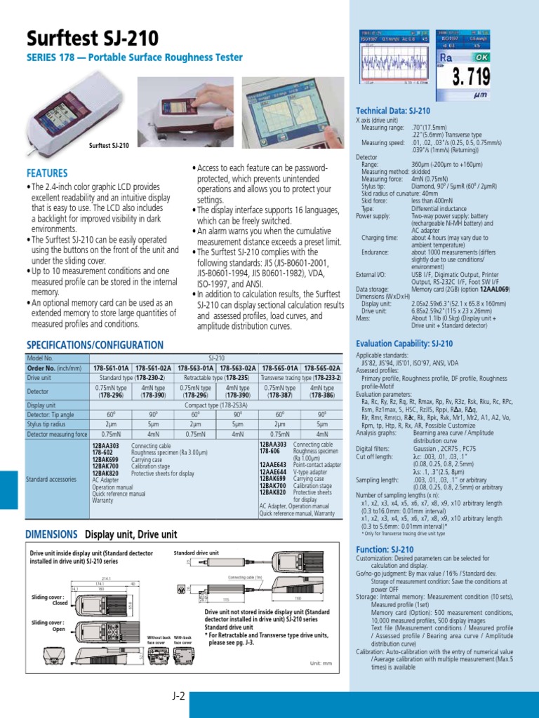 Surftest SJ-210: SERIES 178 - Portable Surface Roughness Tester | PDF ...