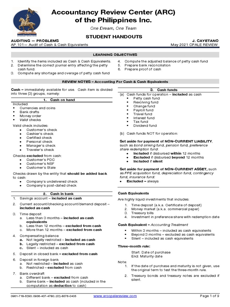 Cash and Cash Equivalent Auditing | PDF | Cheque | Cashier's Check