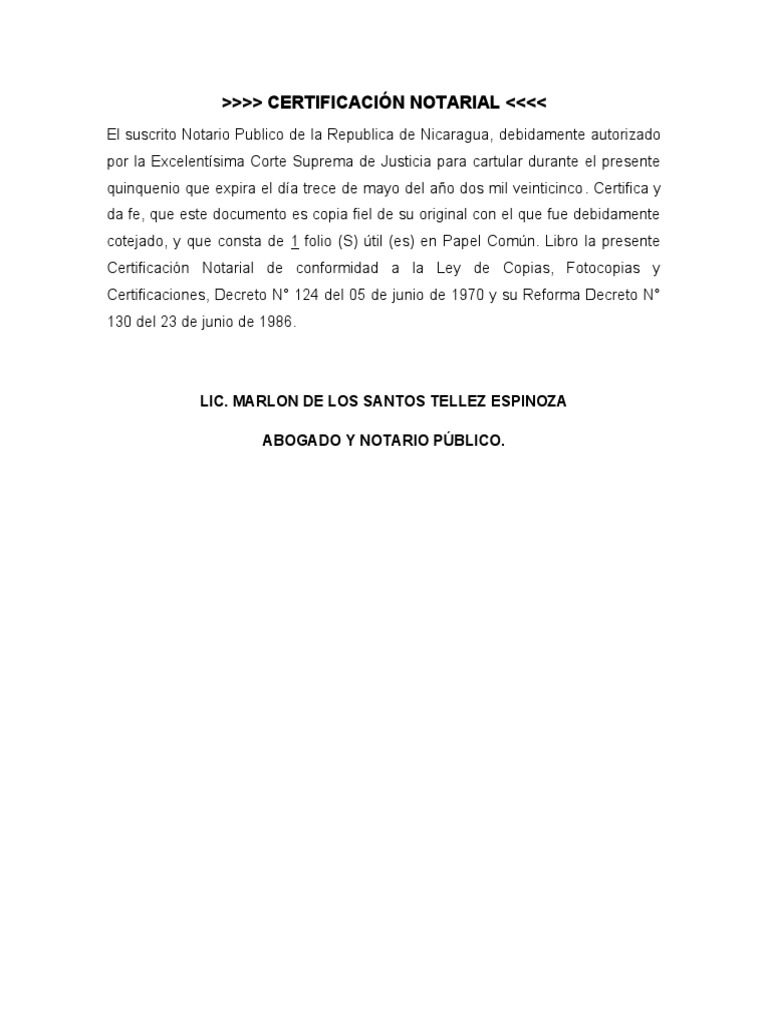 Certificacion Notarial | PDF