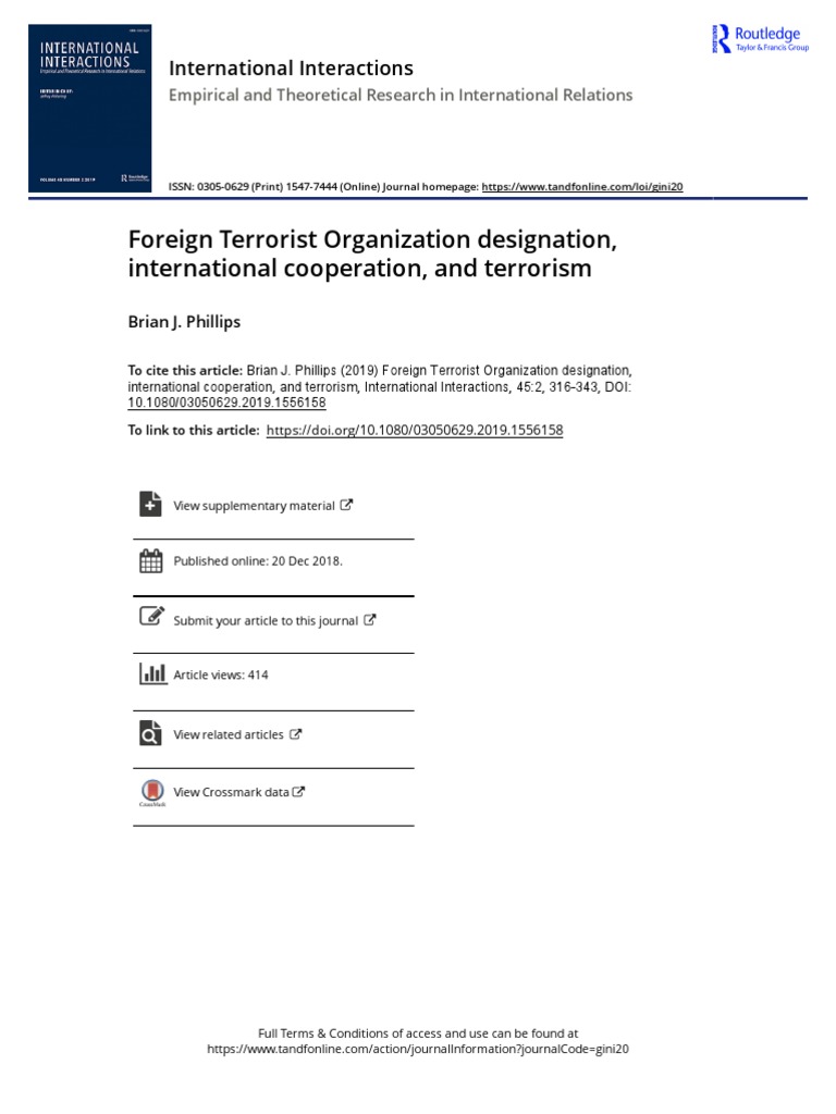 Foreign Terrorist Organization Designation International Cooperation ...
