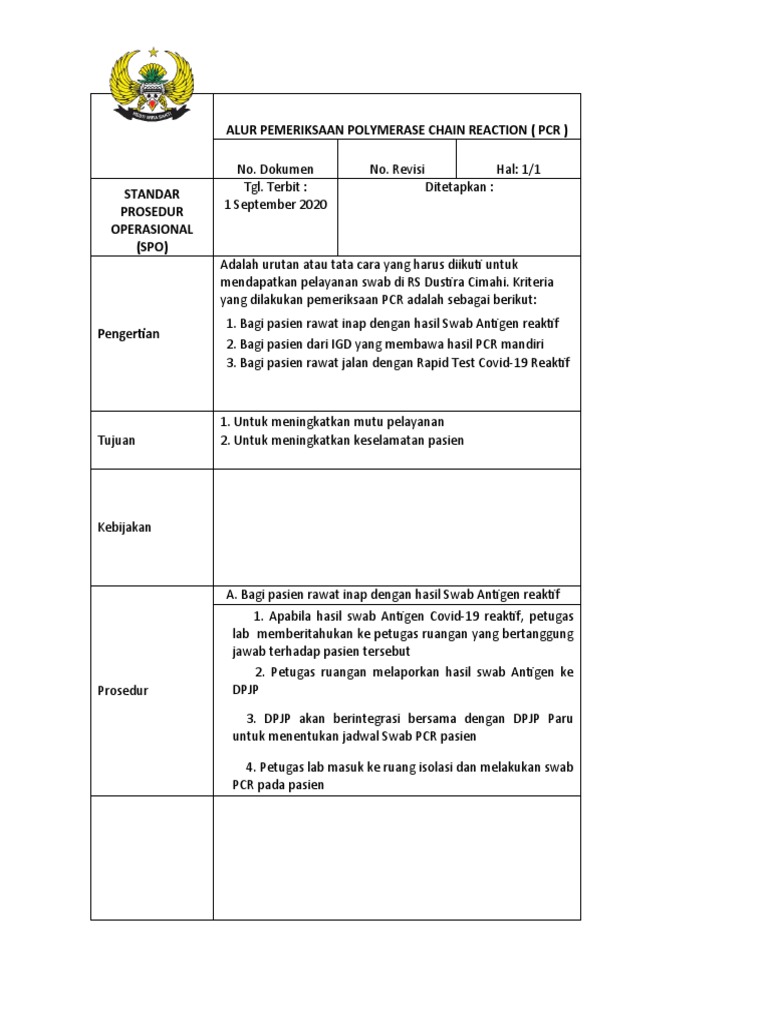 Alur Pemeriksaan Polymerase Chain Reaction Dustira | PDF Alur Pemeriksaan Polymerase Chain Reaction Dustira | PDF