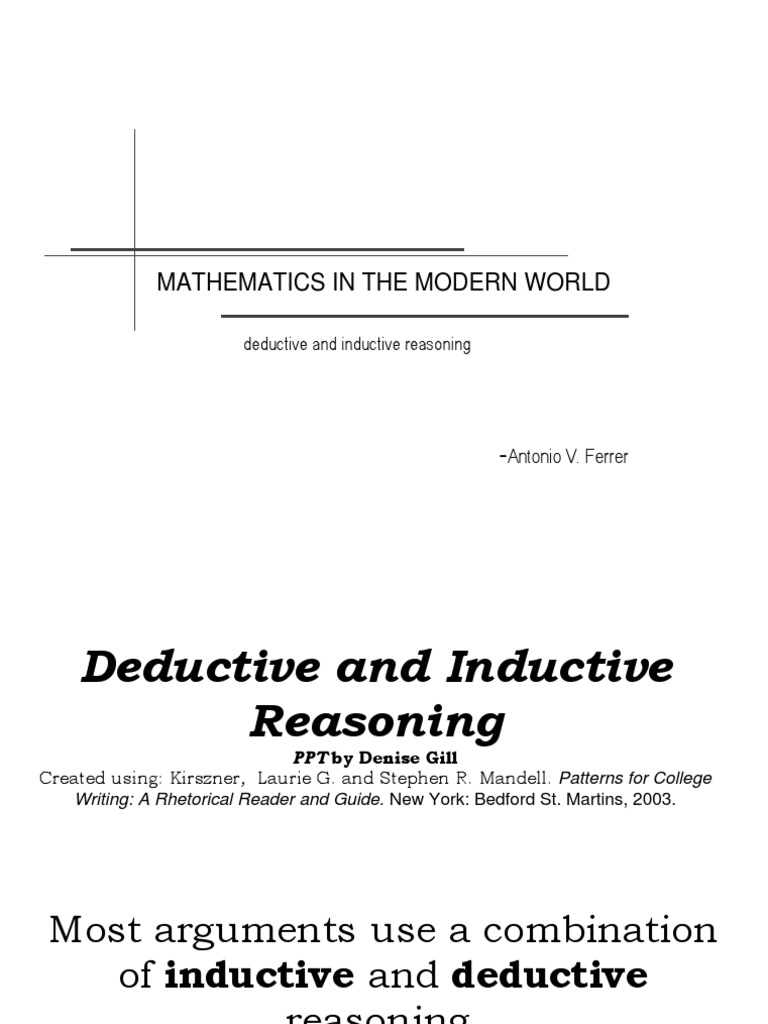 Mathematics in The Modern World: Deductive and Inductive Reasoning | PDF | Deductive Reasoning ...