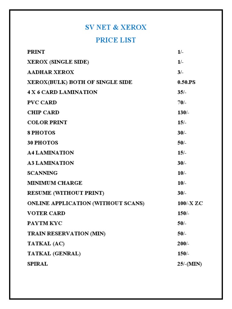 Xerox Price List 2023 | PDF