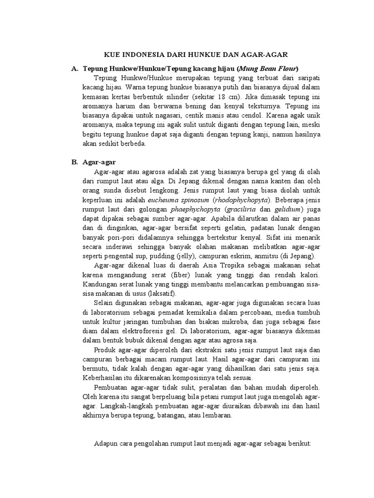 3.4 Kue Indonesia Dari Hunkue Dan Agar-Agar | PDF