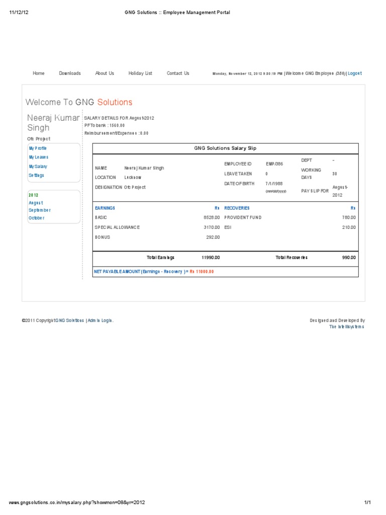 GNG Solutions - Salary Aug | PDF