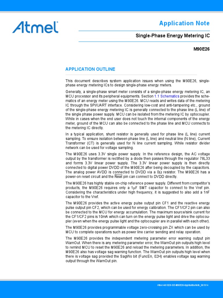 Micro Atmel 3 CH AFE W DSP For 1p M90E26-ApplicationNote | PDF | Power ...