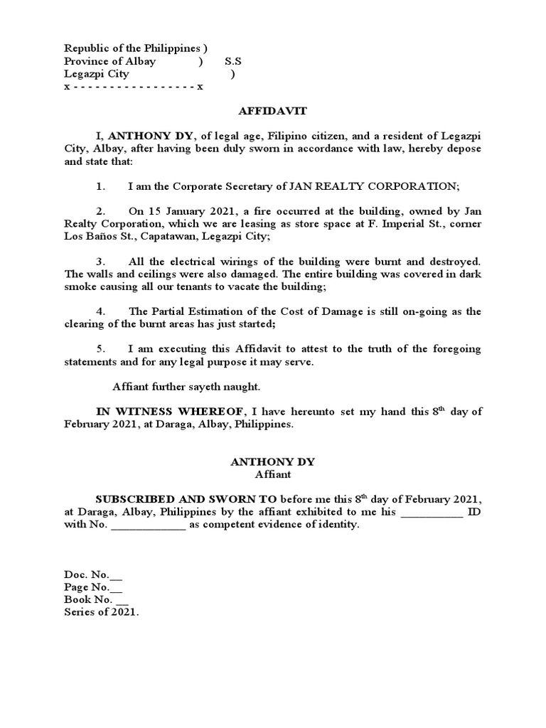 Aff of Loss - Anthony Dy | PDF | Social Science | Law