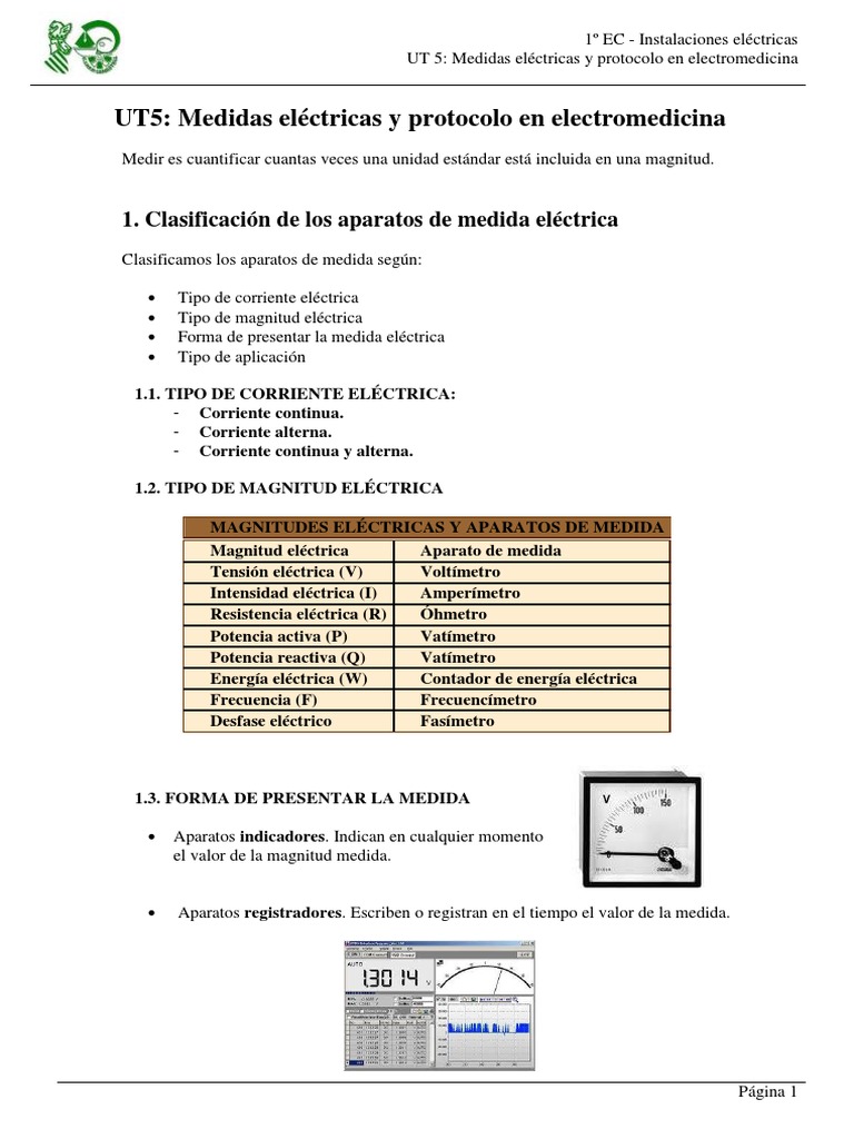 Ut5 - Intrumentos de Medida Básicos | PDF | Corriente eléctrica | Energia electrica