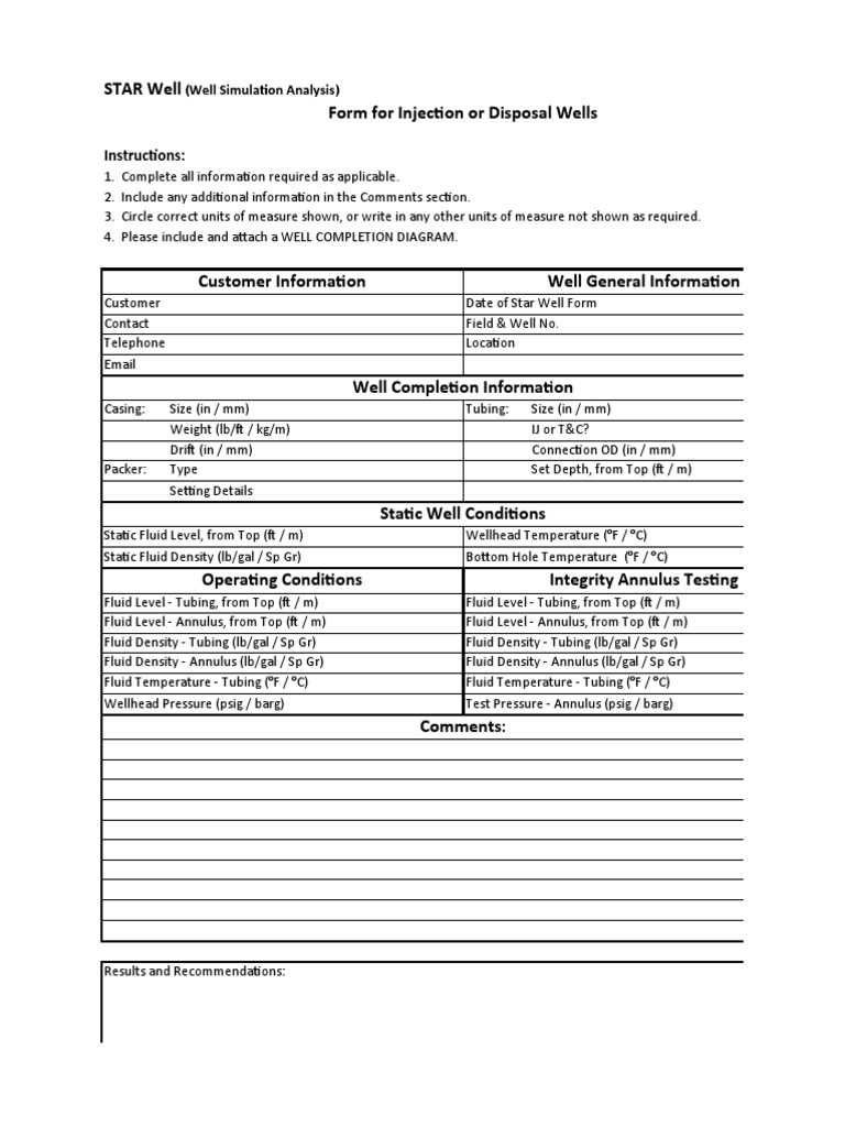 Form For Injection or Disposal Wells STAR Well: Instructions | PDF ...