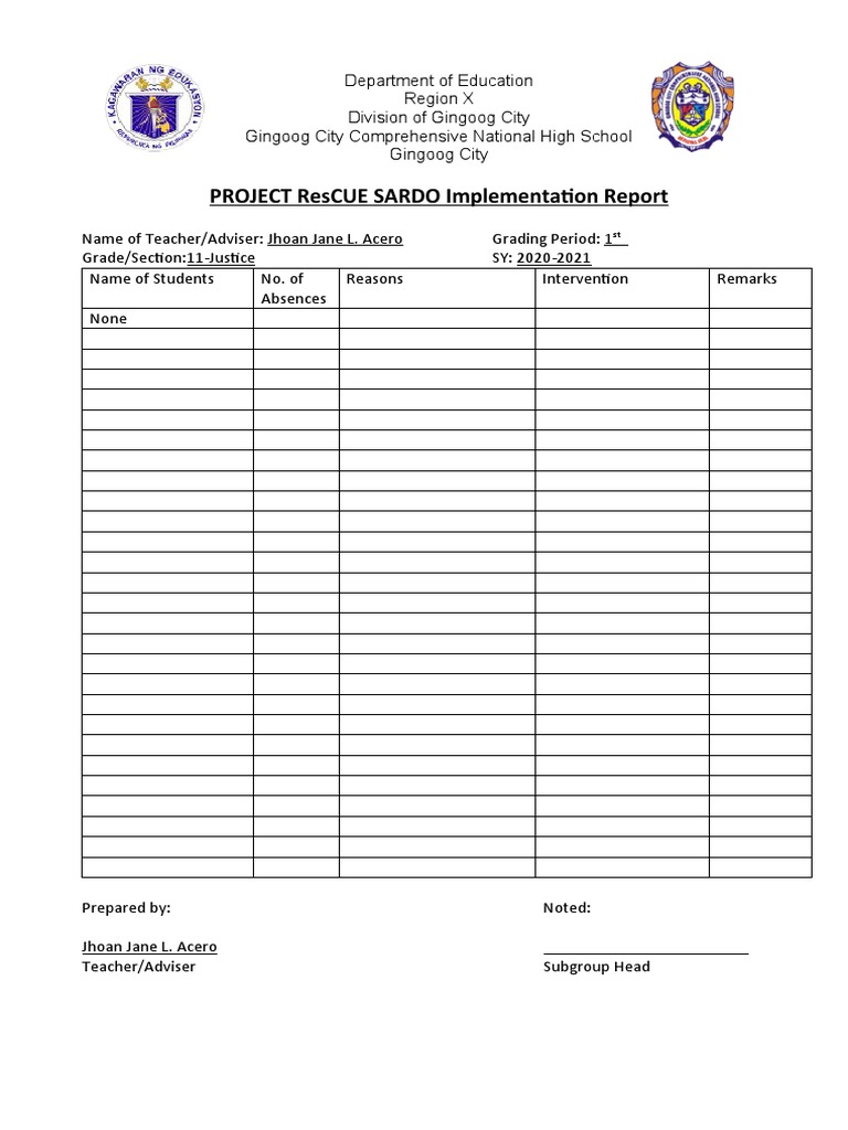 Sample SARDO Form | PDF
