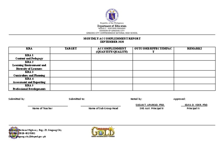 Sample Template-Monthly-Accomplishment-Report | PDF