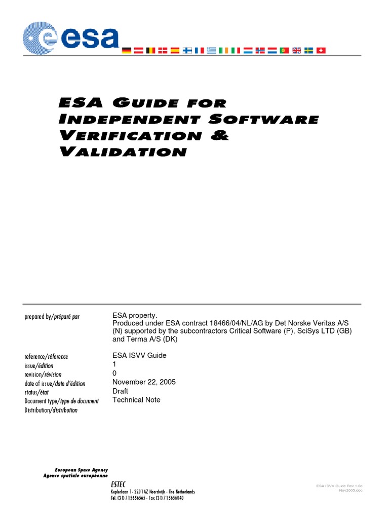 ESAISVVGuideRev1 0cnov2005 | PDF | Software Engineering | Systems Engineering