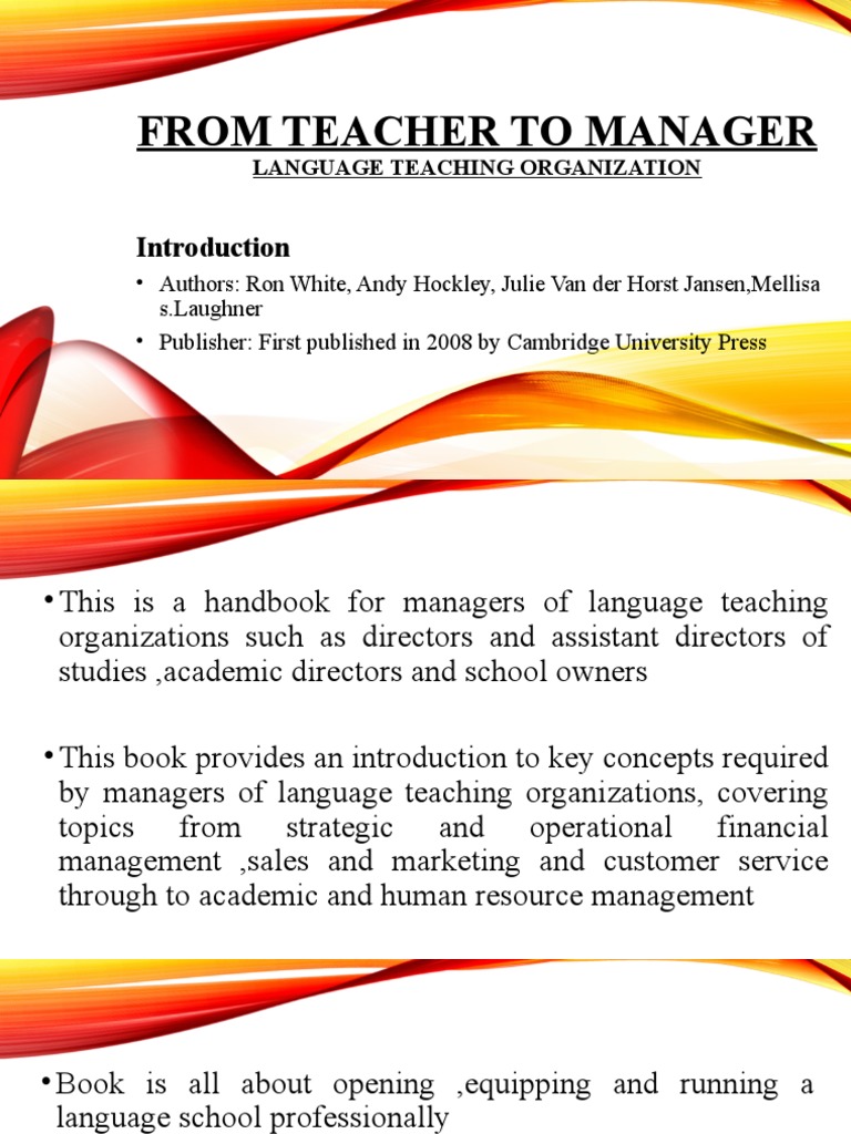 Teacher to Manager Handbook | PDF | Books | Marketing