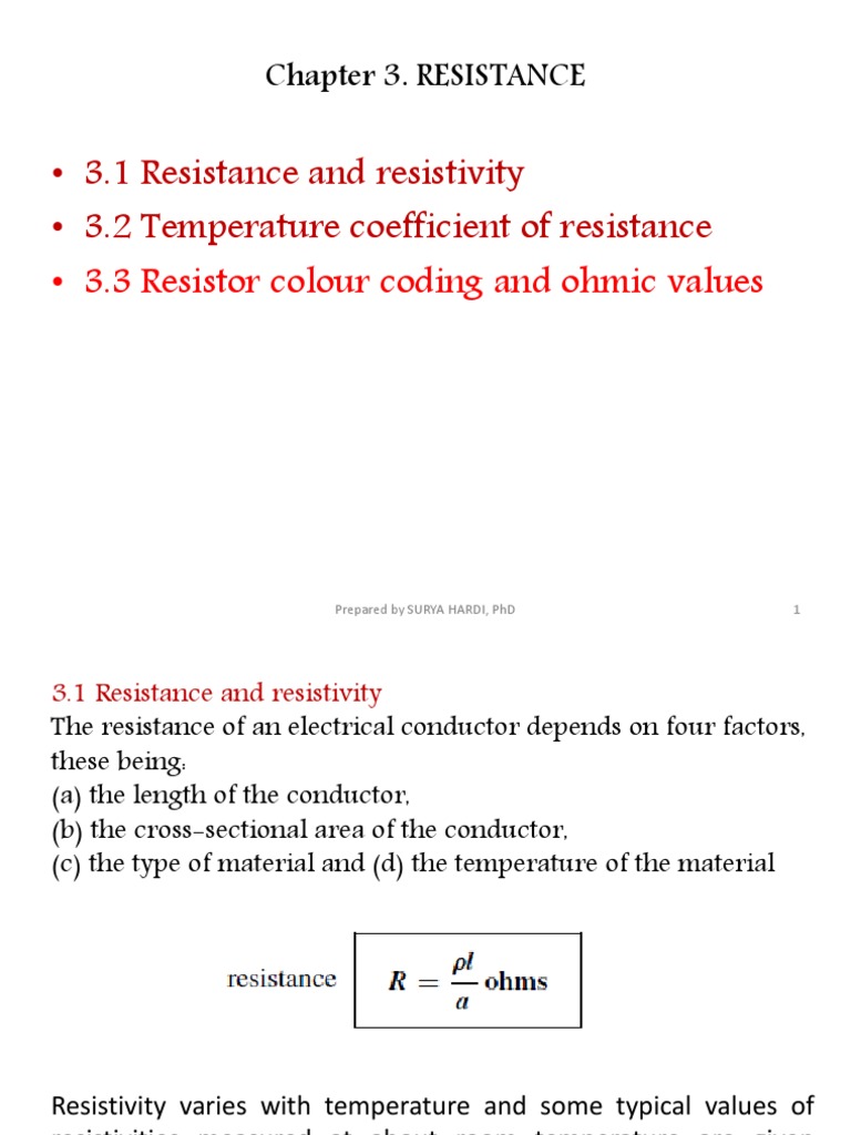 Chapter 3. Resistance | PDF | Electrical Resistivity And Conductivity ...