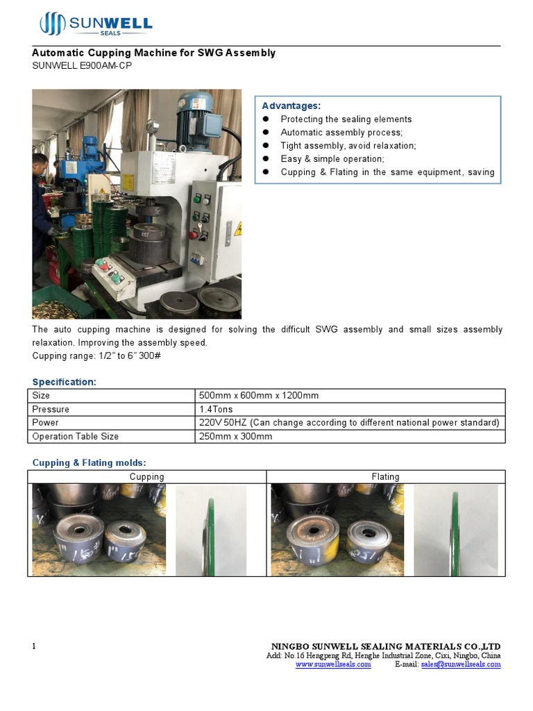 Spiral Wound Gasket Cupping Assembly Machine - SUNWELL E900AM ...