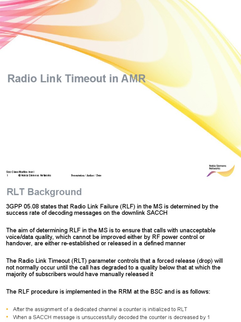 Radio Link Timeout in AMR: Soc Classification Level Presentation ...