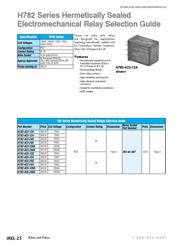 H782 Series Hermetically Sealed Electromechanical Relay Selection Guide ...