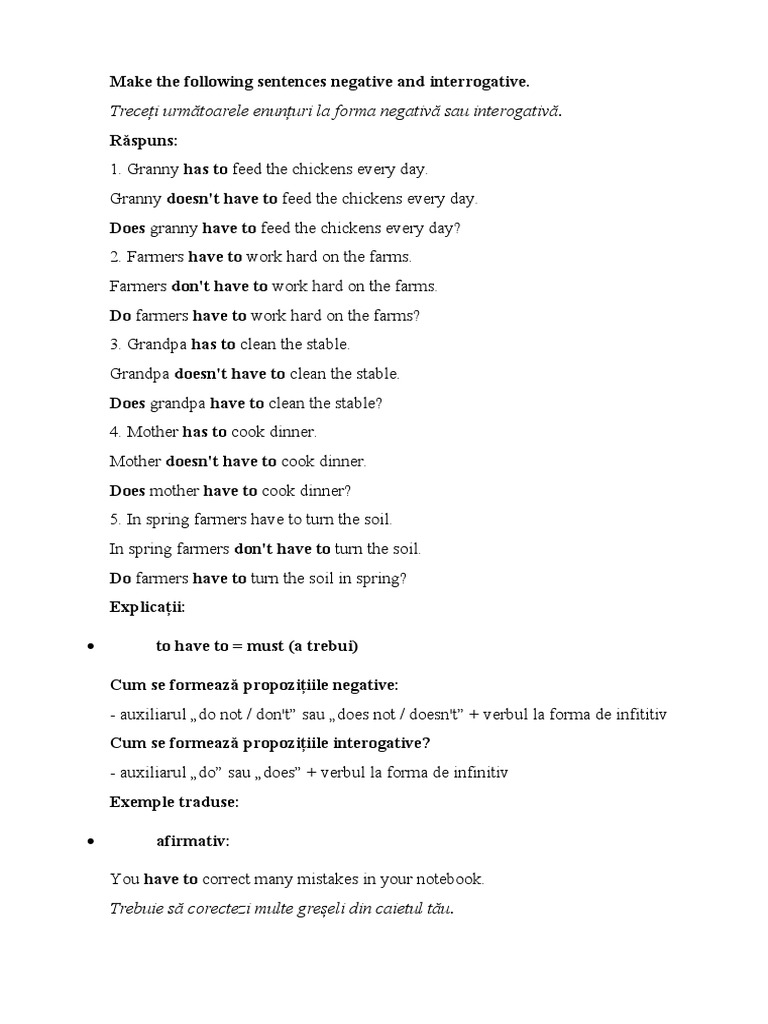 Negative and Interrogative Sentences Guide | PDF