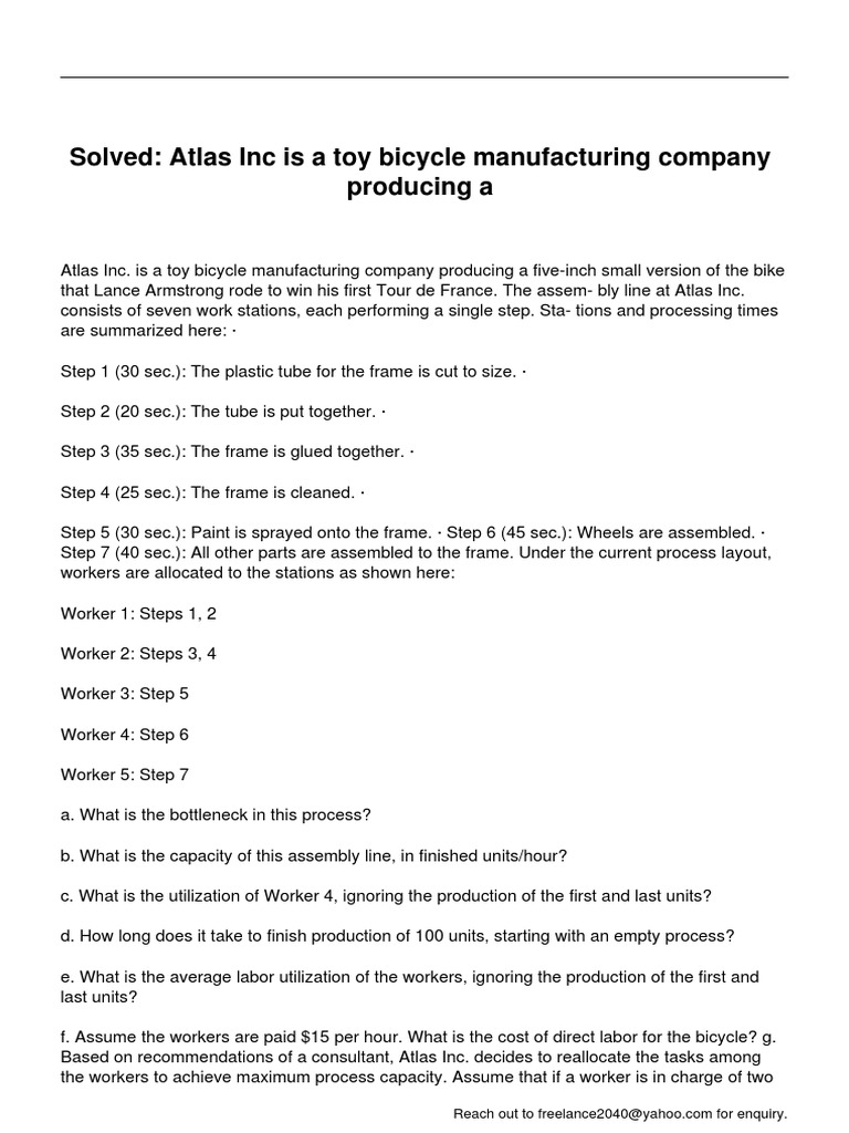 Toy Bicycle Manufacturing Process Analysis | PDF | Labour Economics ...