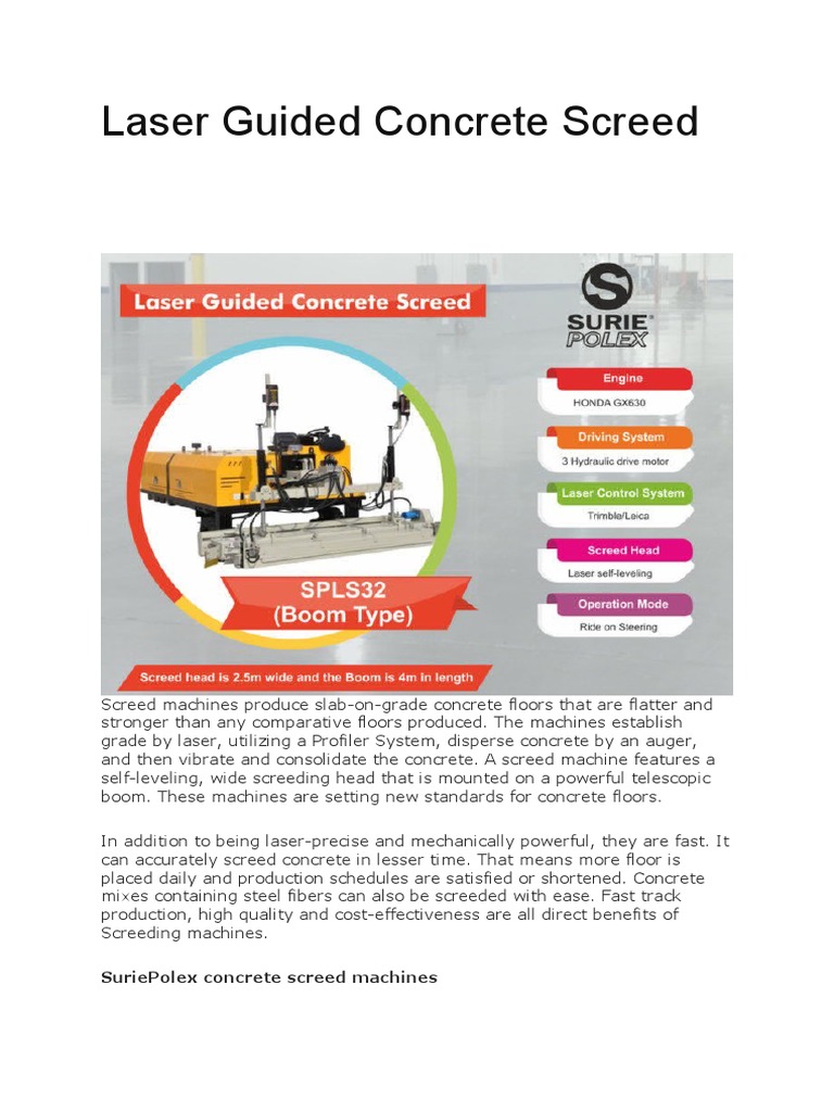 Laser Guided Concrete Screed | Download Free PDF | Abrasive | Grinding ...