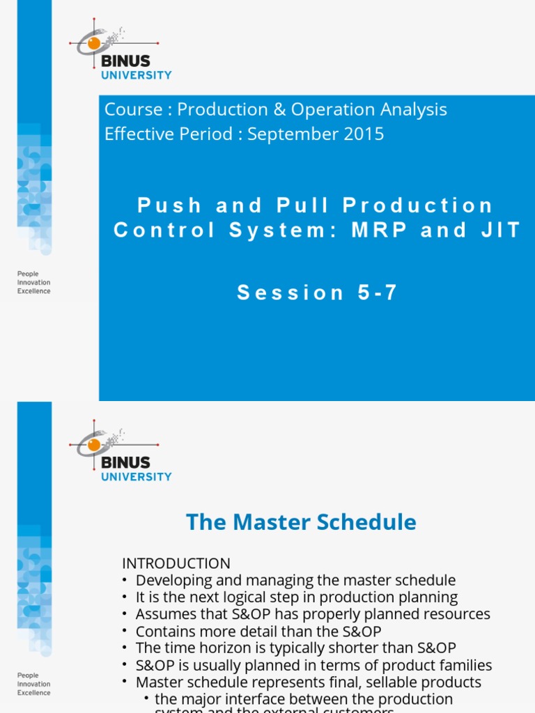 Push and Pull Production Control System: MRP and JIT Session 5-7 | PDF ...