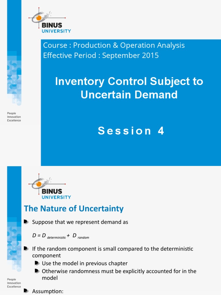 Inventory Control Subject To Uncertain Demand | PDF | Loss Function ...