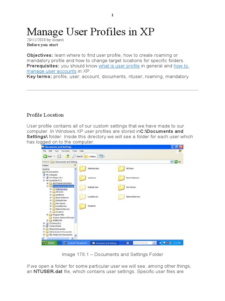 Windows XP User Profile Guide | PDF | System Software | Utility Software
