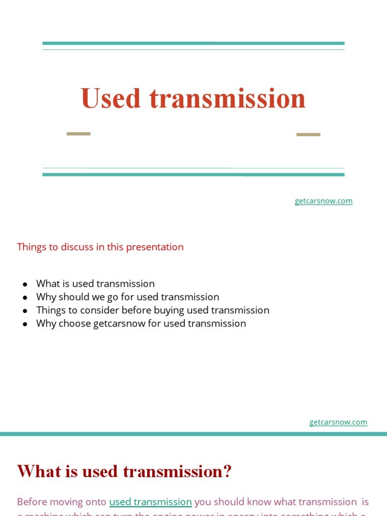 Benefits of Choosing Used Transmissions | PDF