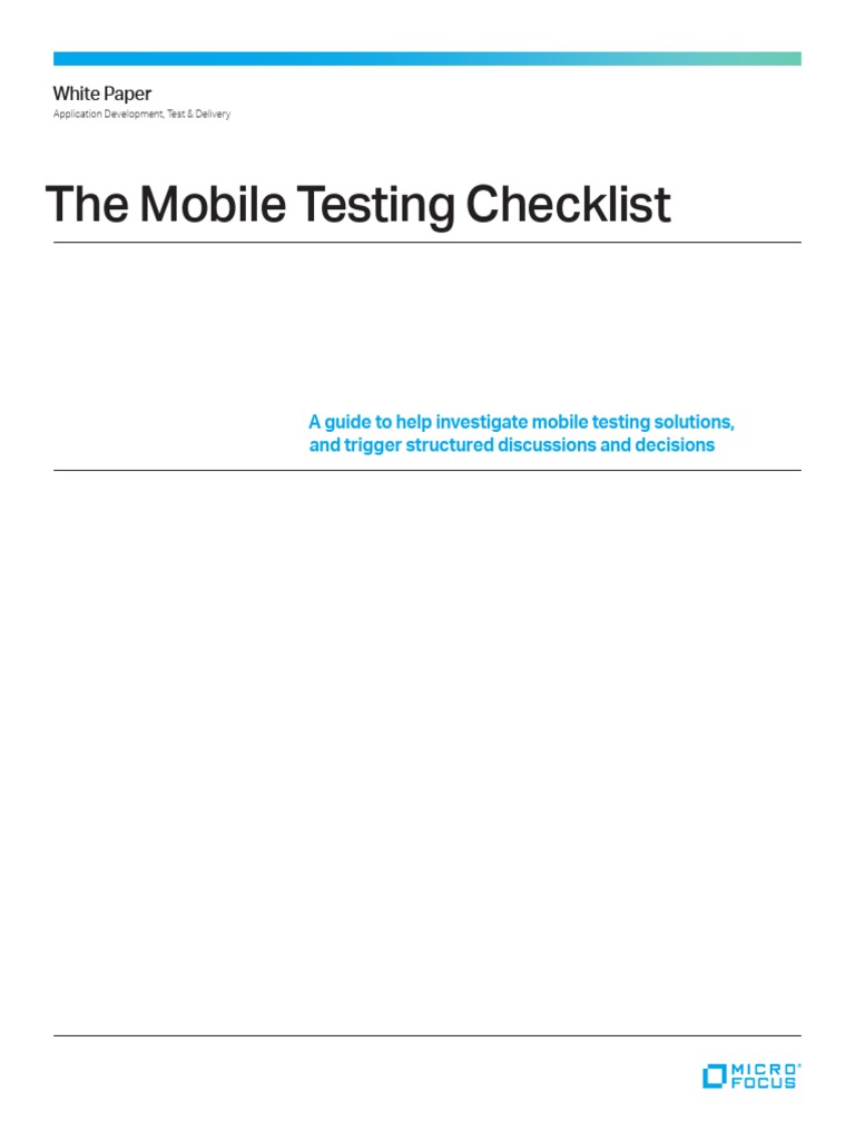 The Mobile Testing Checklist: White Paper | Download Free PDF | Mobile ...
