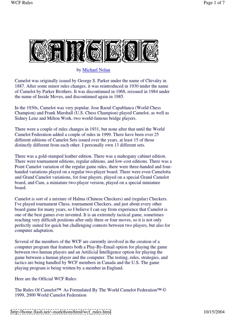 Camelot Game Rulesgeekfile - View | PDF | Traditional Games | Abstract ...