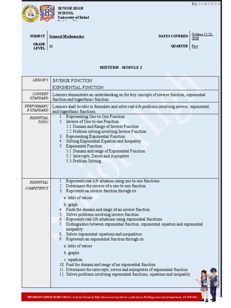 GEN MATH Lesson 3 (MIDTERM) | PDF | Exponential Function | Function ...