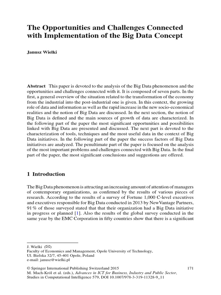 The Opportunities and Challenges Connected With Implementation of The ...