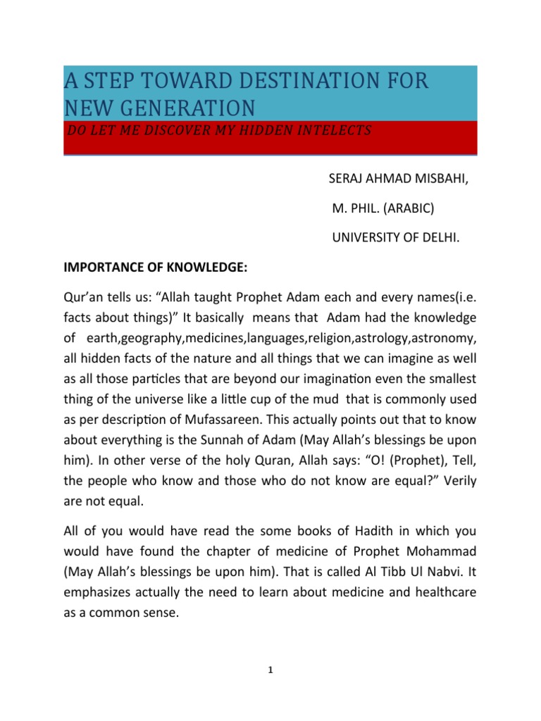 A Daring Step Towards Destination | PDF | University | Muhammad