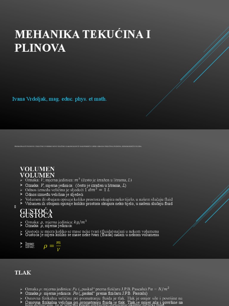 FIZIKA - PPT3 - Mehanika Tekucina I Plinova, Toplinske Pojave | PDF