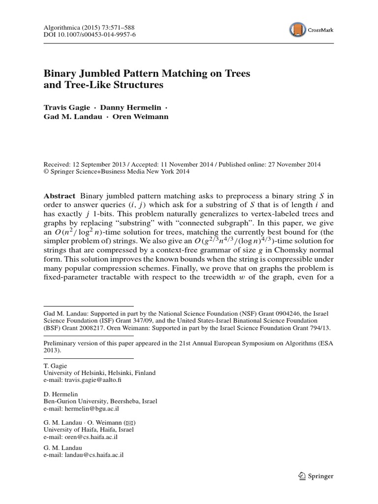 Binary Jumbled Pattern Matching On Trees and Tree-Like Structures | PDF | Graph Theory | Theory ...