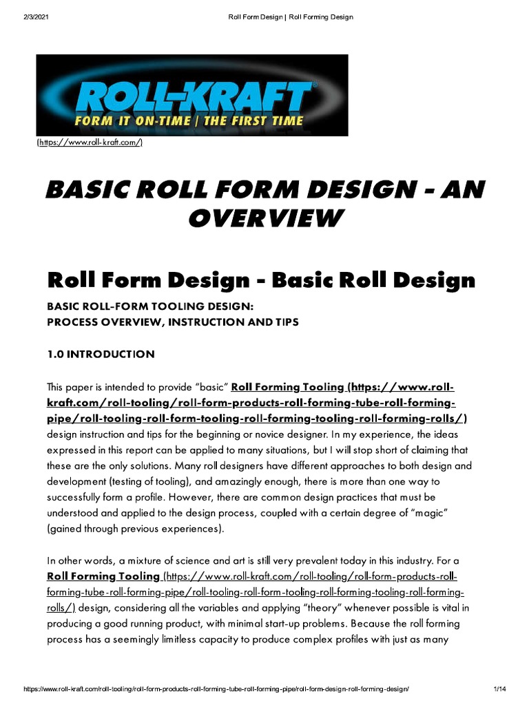 Roll Form Design - Roll Forming Design | PDF