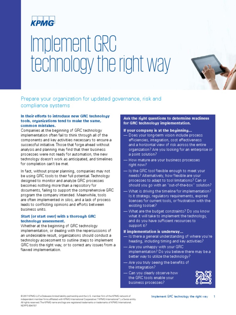 KPMG - Implement-Grc-Technology-The-Right-Way | PDF | Business | Computing