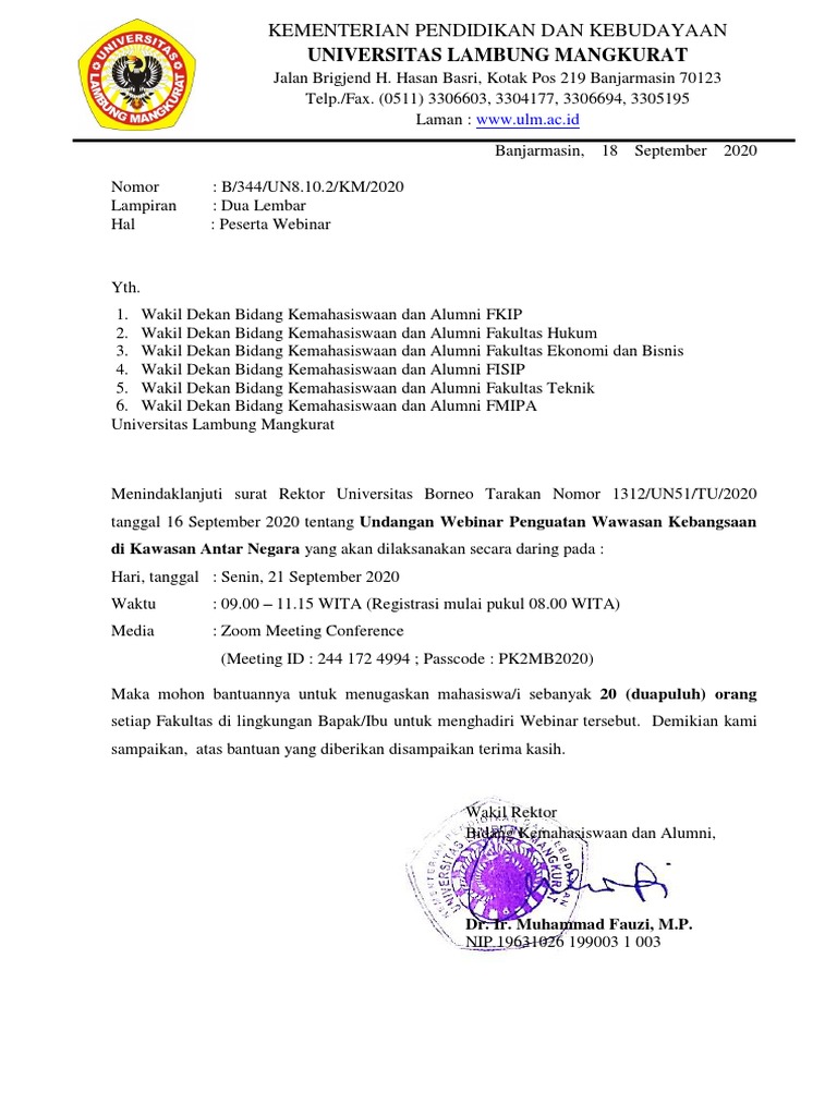 Surat Undangan Webinar | PDF