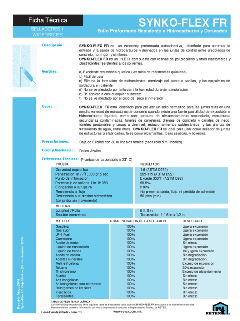 Synko-Flex FR | PDF | Hormigón | Química