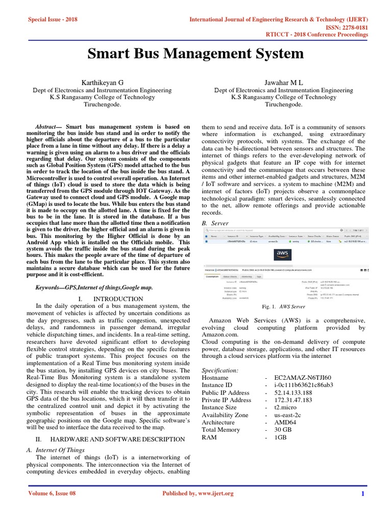 Smart Bus Management System IJERTCONV6IS08022 | PDF | Internet Of ...
