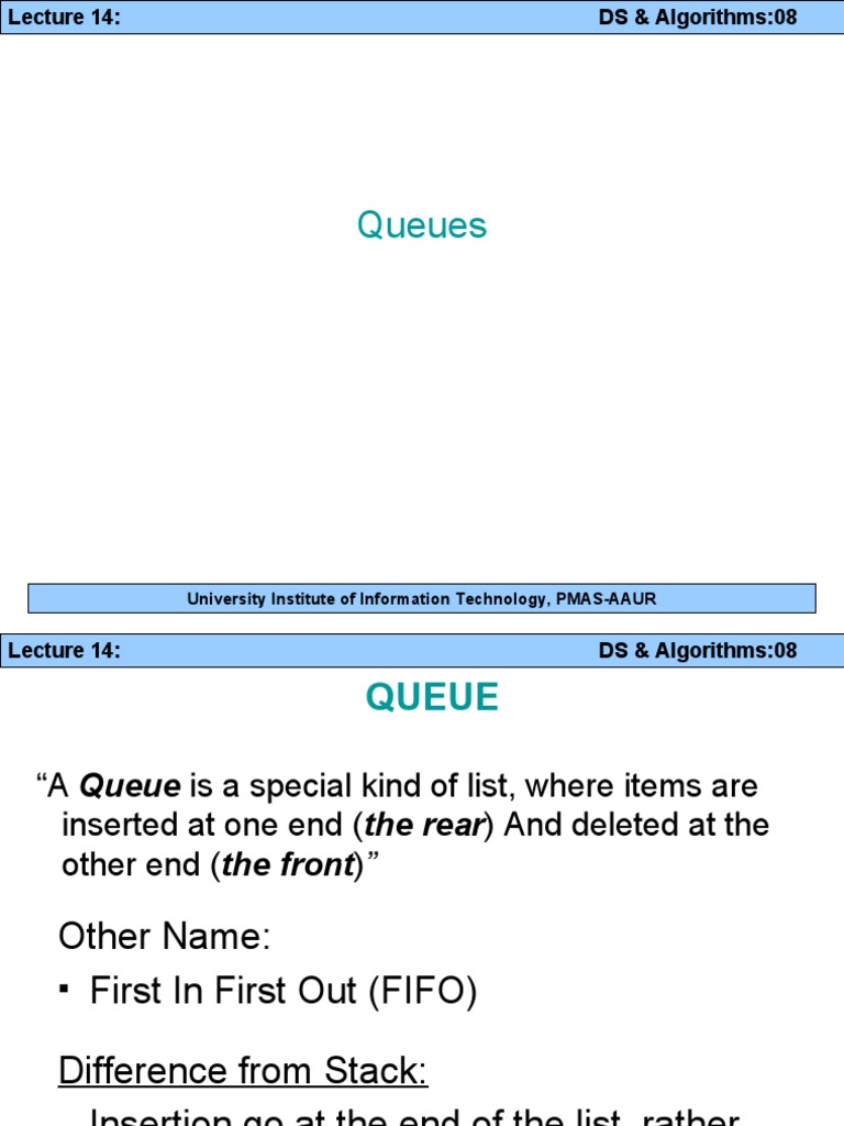 Queues: University Institute of Information Technology, PMAS-AAUR | PDF ...